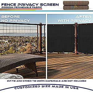 Windscreen4less 3'x10' Deck Balcony Privacy Screen for Deck Pool Fence Railings Apartment Balcony Privacy Screen for Patio Yard Porch Chain Link Fence Condo with Zip Ties Brown