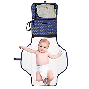 Portable Diaper Changing Pad with Head Pillow - Foldable Travel Diaper Station - Replaces Heavy Diaper Bag