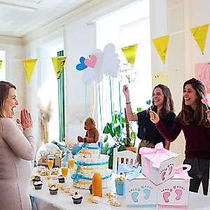 HADEEONG 50pcs Baby Shower Party Favor Boxes, 2.4 x 2.4 inch Small Candy Gift Treat Boxes Footprint Design for Kids Birthday Baby Shower Guests Wedding Party Supplies with Ribbon,Blue