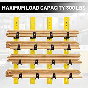 biosp 4-Tier Wall Mount Lumber Storage Rack, Heavy Duty Wood Organizer Support Rack, Metal Cantilever Lumber Storage Shelf For Garage, Basement, Pantry, Workshop, 36.02''L x 13.19''D x 2.48''W, 4 Pack