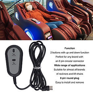 Lift Chairs Power Recliner, Recliner Replacement Parts, Power Recliner Controller Up and Down 2 Button 8 Pin Remote Handset Controller for Lift Chair