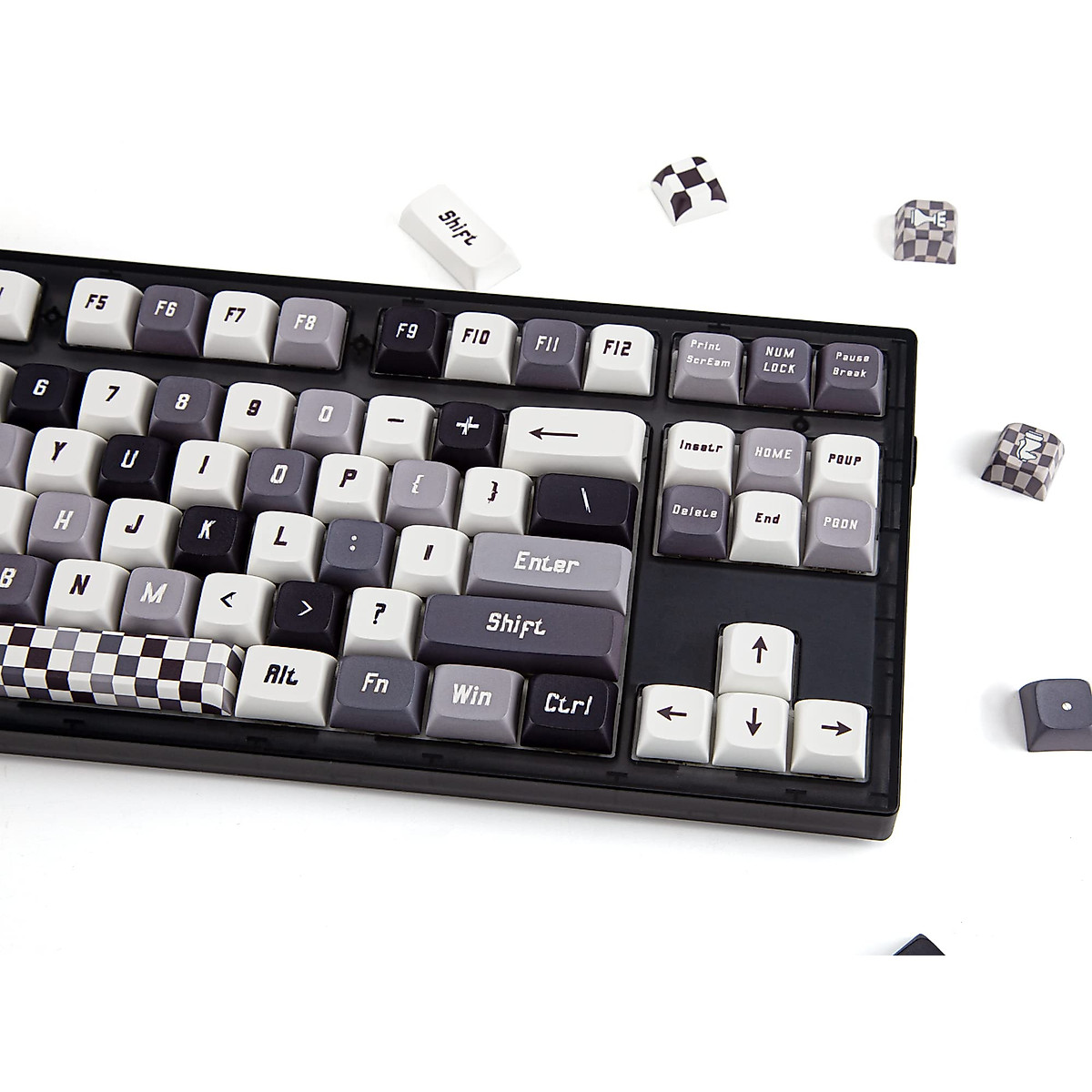 Custom Keycaps 130 Keys Set - XDA Profile Keycaps - PBT Keycaps & Dye Sublimation Key Cap - Compatible with 60%, 75%, 80%, 85%,100% ANSI Layout Gaming Mechanical Keyboard (Checkerboard)