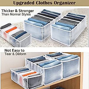 Wardrobe Clothes Organizer Washable Closet Organizers and Storage Drawer Organizer Clothes Bedroom Drawer 7 Grids Foldable White Mesh Separation Box 3 Pack for Folded Clothes, Pants, Shirts & Leggings