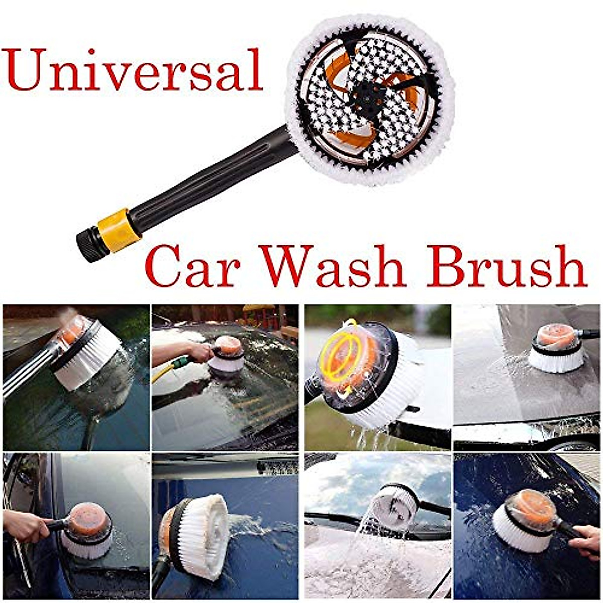 JSCARLIFE Vehicle Wash Brush,Automotive Window Cleaning Handle Non-Electric Automatic 360 Degree, Garden Sprinkling Tool