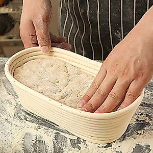 Hoomall 2Pcs Rectangular Bread Proofing Baskets 9.1 * 5.1 * 2.4in Sourdough Baskets +2Pcs Rectangular Fabric Cover +2Pcs White Squeegee