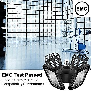 1LED Garage Lights 2 Pack/60W/6500k/4 Panels, Porcelain Base, 4 Adjustable Panels, 12000LM High Lumen Output Super Bright LED Bulb, E26/E27 Compatible