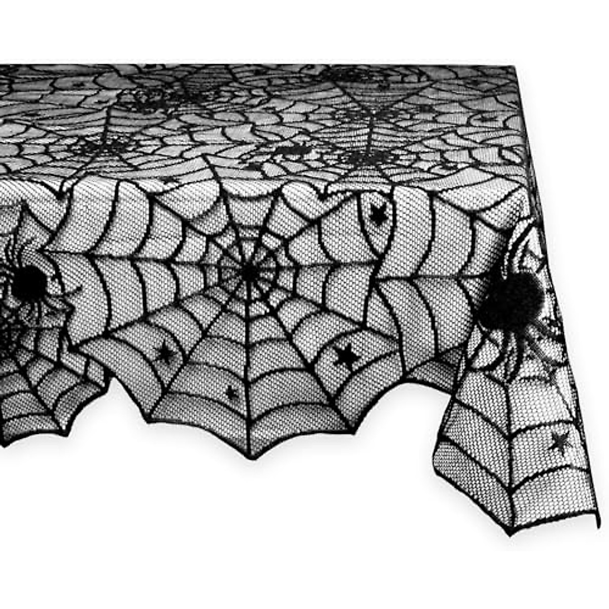 DII Black Lace Overlay Tabletop Collection Gothic Halloween Decor, Tablecloth, 54x72, Spider Web