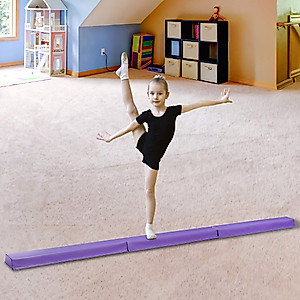 JupiterForce 9ft Folding Balance Beam Folding Gymnastic Beam Extra Firm Foam Anti-Slip Bottom Floor Equipment Easy to Store&Carry for Home Training, Exercise, Kids, Adult (9 Feet)
