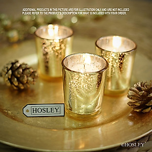 Hosley Set of 6 Metallic/Antique Finish Glass Candle Tealight Holders. Ideal Gift for Wedding Bridal Party Reiki LED Votive Tea Light Gardens O4 (Antique Silver)