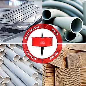 Hole Saw 3 3/4” (95mm) for Wood and Plastic, HSS Bi-Metal Hole Cutter Core Drill Bit for Drywall, PVC Boards, Fiberglass and Vent Pipes