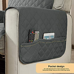 DyFun Recliner Chair Cover Reversible Recliner Cover Slipcover Width to 25" Furniture Protector with Elastic Straps for Living Room Non Slip Washable Cover for Pets Kids Children (Small, Grey)