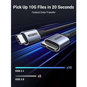 UGREEN Micro B to USB C Hard Drive Cables 10 Gbps, 3.3 FT USB C to Micro B, USB C to External Hard Drive Cable Compatible with MacBook Air M2 Pro, iPad, Galaxy S22, WD Toshiba Westgate Seagate, etc