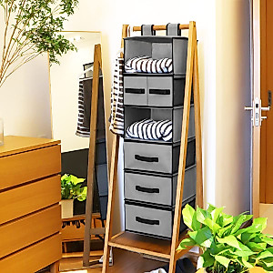 6 Shelf Hanging Closet Organizers Storage Easy Mount Collapsible Accessory Closet Shelf Organizer, Baby Nursery Sweater or Shoe Organizer (Gray)