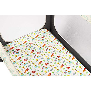Waterproof Pack N Play/Mini Portable Crib Sheet Set 2 Pack 100% Jersey Cotton 190GSM Thickest Ultra Soft Stretchy for Baby Girl Boy Cute Animal by Knlpruhk
