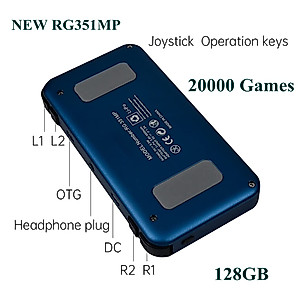 Petforu RG351MP Handheld 128GB/20,000 Games Console Metal Version 3.5-inch (Blue)