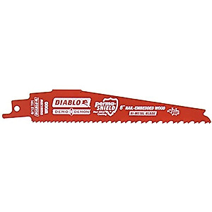 Diablo Bi-Metal Reciprocating Saw Blade for Nail-Embedded Wood - 6" Length, Variable Tooth, 6/12 TPI - DS0612BW