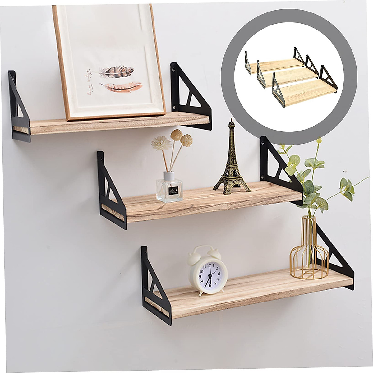 KOMBIUDA 1 Set Shelf Wall Sundries Holder Living Room Supply Bathroom Sundries Rack Wooden Wall Stand Multi-Function Wall -Mounted Storage Rack Sundries Organizer