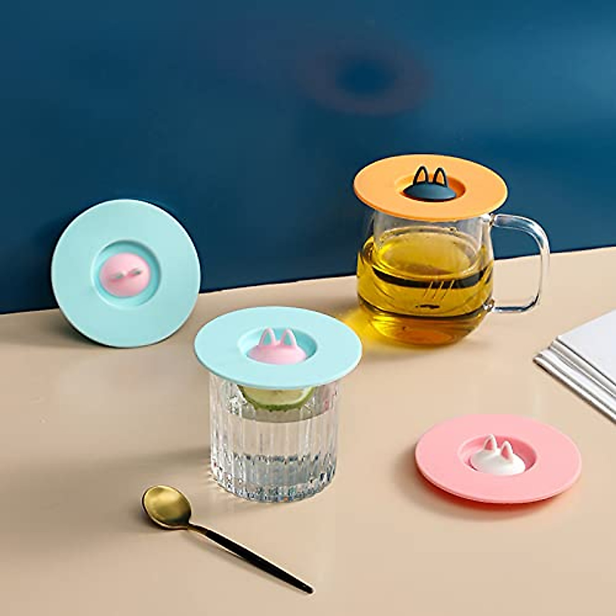 6 PCS Silicone Anti-dust Cup Lids - Food Grade Silicon Mug Cover Heat Resistant Mug Cap, Airtight Cup Cover Reusable Mug Suction Seal Cap for Coffee and Tea