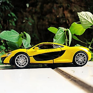 BDTCTK Compatible for 1:32 McLaren P1 Model Car, Zinc Alloy Pull Back Toy Car with Sound and Light for Kids Boy Girl Yellow