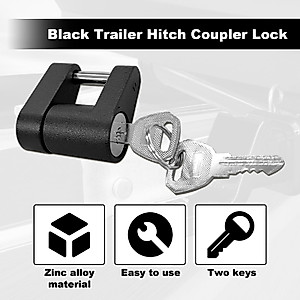 Black Trailer Hitch Coupler Lock Trailer Hitch Lock Tow Boat RV Truck Car's Coupler Heavy Duty Steel Trailer Tongue Locks(1pack)
