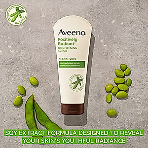 Aveeno Positively Radiant Skin Brightening Exfoliating Daily Facial Scrub, Moisture-Rich Soy Extract, helps improve skin tone & texture, Oil-& Soap-Free, Hypoallergenic, 7 oz