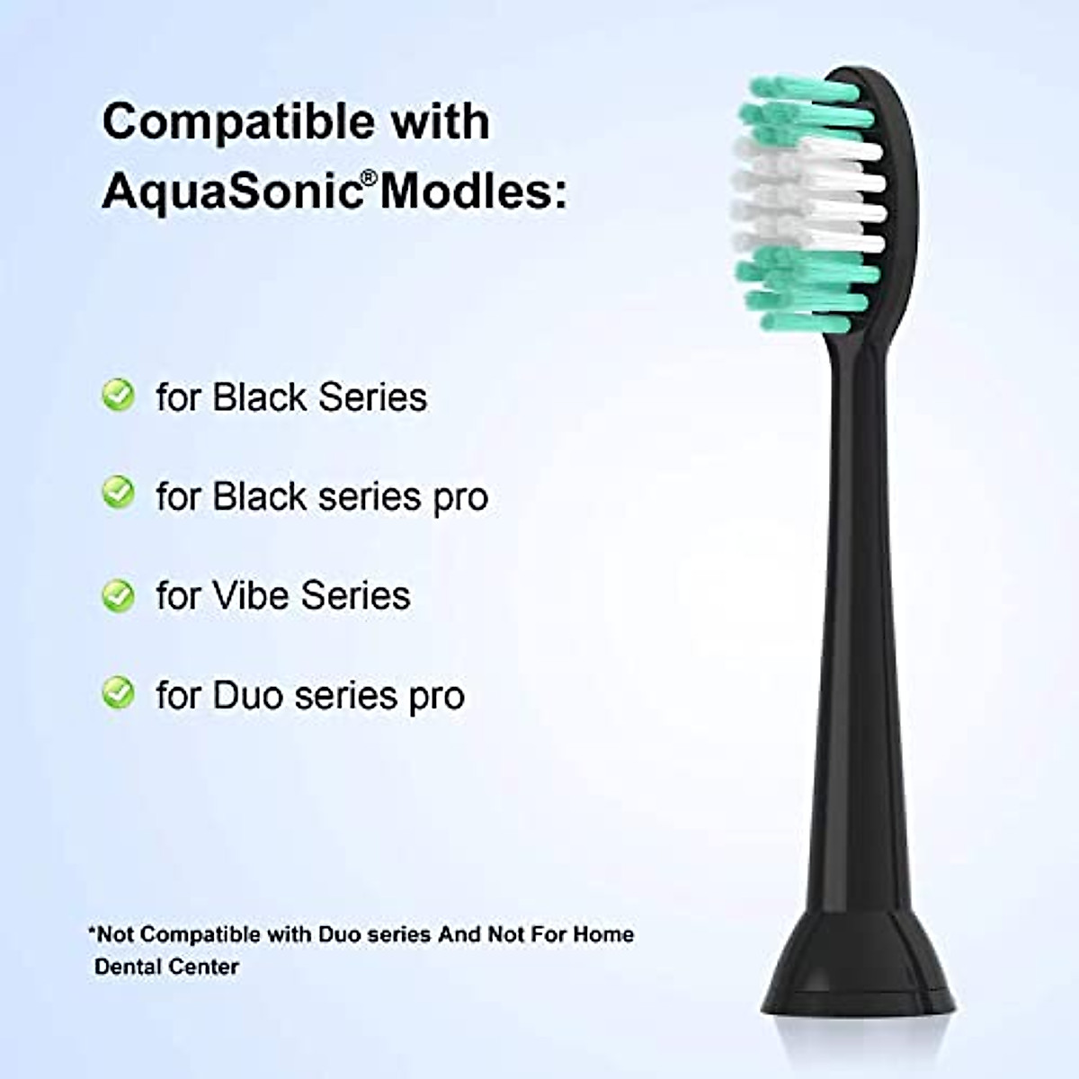 Everystep Replacement Toothbrush Heads Compatible with AquaSonic Black Series 10 Pack for Vibe Series Black Series pro, and for Duo Series pro Electric Toothbrush Black