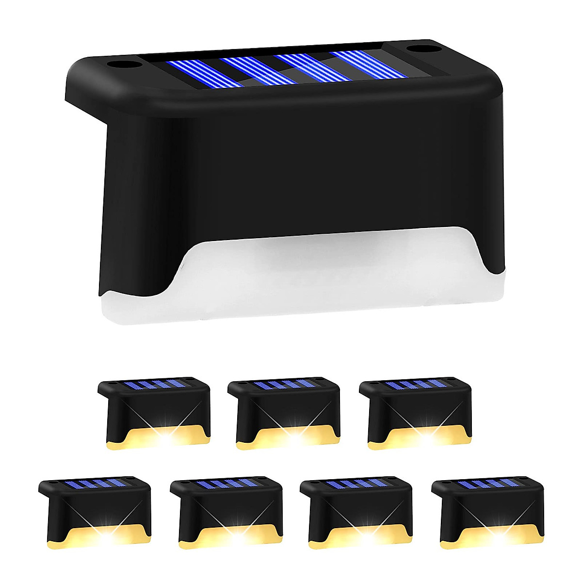 Phenas Solar Deck Light Outdoor Solar Fence Light Energy Saving Solar Step Light with Auto Working Mode Waterproof LED Solar Stair Light for Railing Deck Patio Yard Pathway Garden Decor, Black