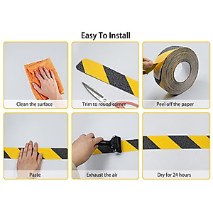 2 Inch X 32.8ft Non Slip Safety Grip Tape for Stairs Steps Non Skid Tread High Traction Friction/Strong Grip Abrasive Adhesive Hazard Caution Tape- Black/Yellow