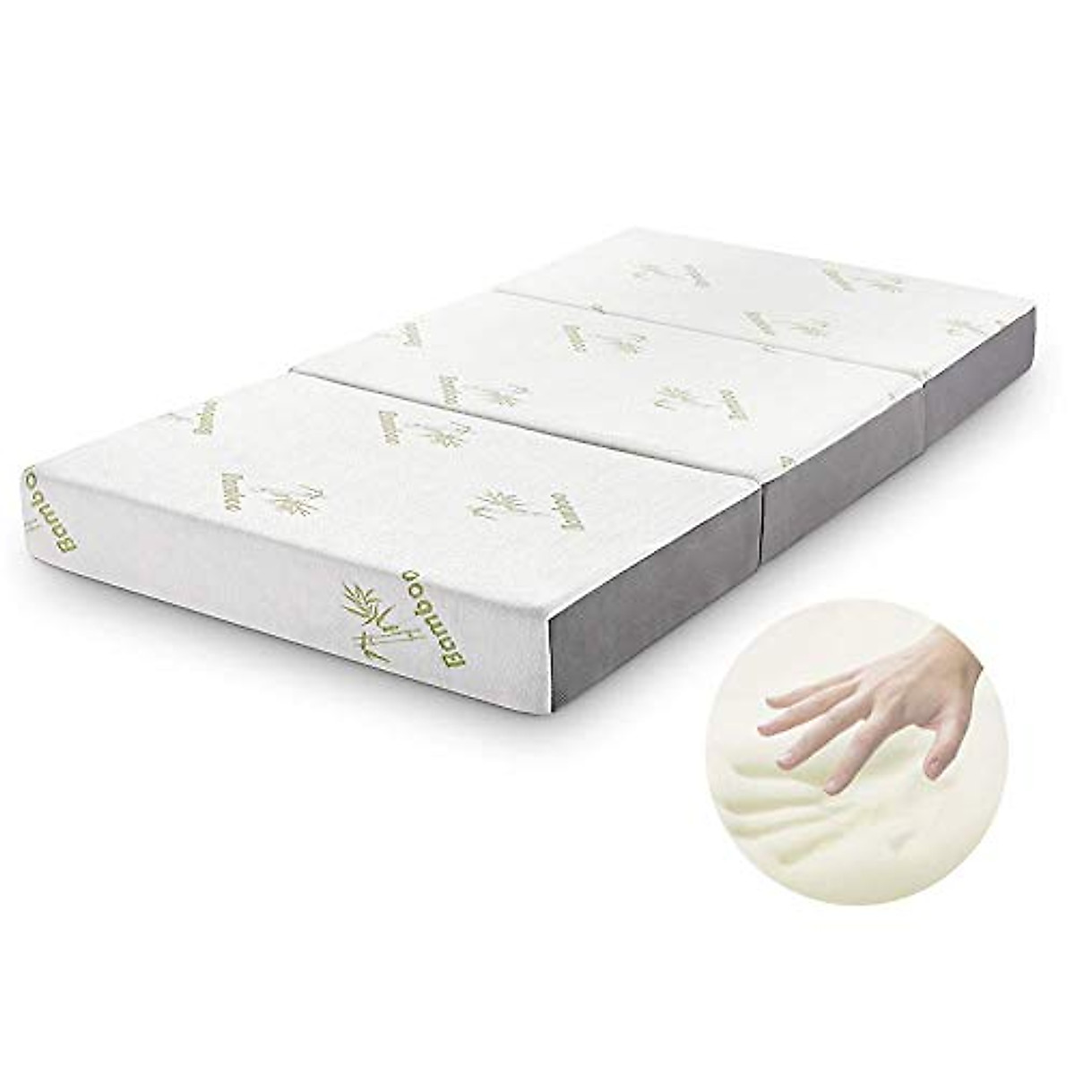 Inofia Folding Mattress, Memory Foam Tri-fold Mattress with Ultra Soft Bamboo Cover, Non-Slip Bottom & Breathable Mesh Sides - Full 6 Inches