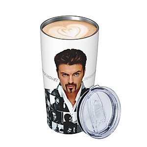DFAGGQL George Music Michael Stainless Steel Insulated Tumbler Coffee Mug Water Cup Vacuum Bottle with Straw and Lid 20 oz