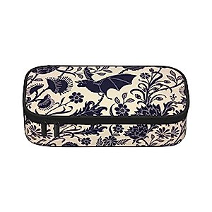 Gocerktr Bat Flower Pencil Case Large Capacity Pen Case Double Zippers Pen Bag Office Stationery Bag Cosmetic Bag with Compartments