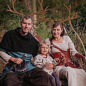 IGMaryBox Christmas Reindeer Antlers Headband Halloween Party Accessories Cosplay Elk Horns Costume Deer Antlers Headband Brown Elk Headgear