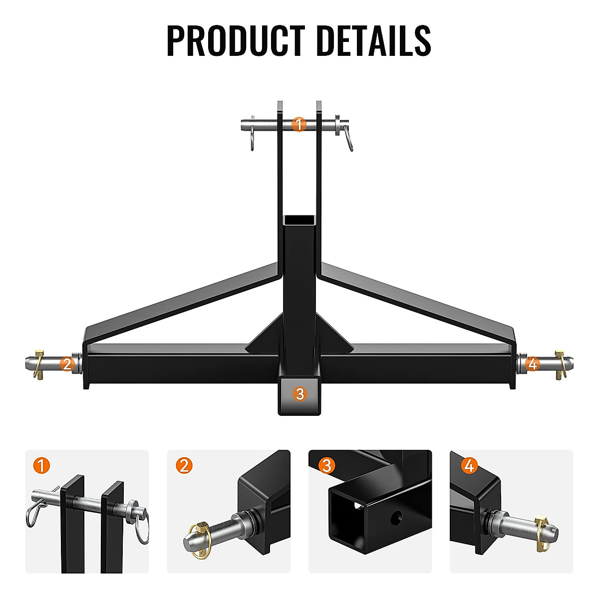Sulythw 3 Point Hitch 2” Receiver Quick Hitch Compatible, Tractor Mover Drawbar Hitch, 3 Pt Quick Hitch Farm Equipment and Subcompact Trailer Hitch for Tractor Standard Category 1