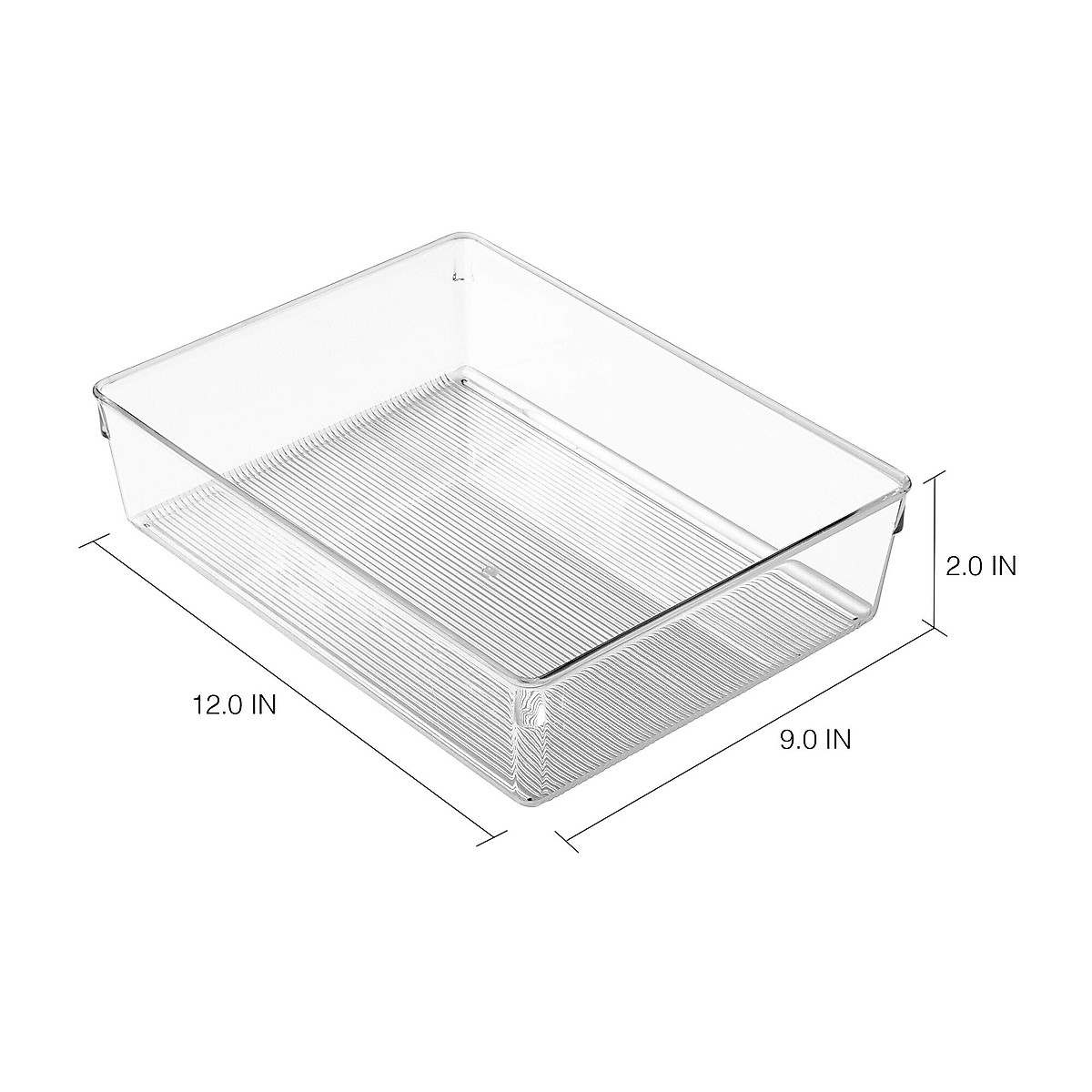 iDesign Linus Plastic Dresser and Vanity Organizer, Storage Bin for Bathroom, Bedroom, Office, Craft Room, Fridge, Freezer, Pantry, 12" x 9" x 3" , Clear