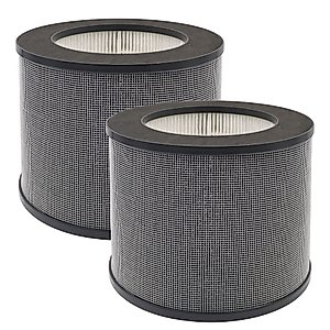 2 Pack Black，Compatible With TaoTronics TT-AP006 Filter，H13 True HEPA，Activated Carbon Filters and High-Efficiency Activated Carbon Pre-Filter 3-in-1…