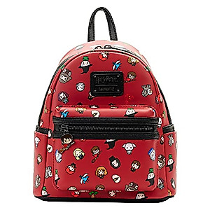 Loungefly Harry Potter Chibi Characters Red Allover Print Double Strap Shoulder Bag Purse