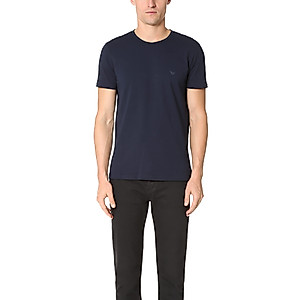 Emporio Armani Men's Cotton Crew Neck T-shirt Base Layer Top, Grey/Navy/Black, Medium US