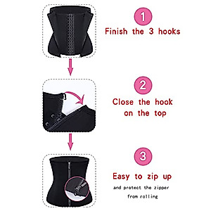 URSEXYLY Women Waist Trainer Corset Zipper Hook Shapewear Double Control Body Shaper Tummy Control Waist Cincher (XS, Black)