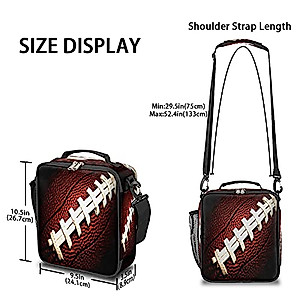American Football Insulated Lunch Bag for School Office Work,Sport Football Reusable Lunch Tote Bag with Adjustable Shoulder Strap, Leakproof Lunch Box Cooler Bag for Women/Men