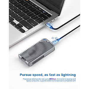 Syvisions M.2 NVMe SSD Enclosure,Tool-Free 40Gbps Compatible with USB4.0/3.2/3.1/3.0/2.0&Thunderbolt3, Fan Cooling, Anti-Scratch Aluminum Alloy, LED Light, Support SSD Size 2280 B+M M-Key