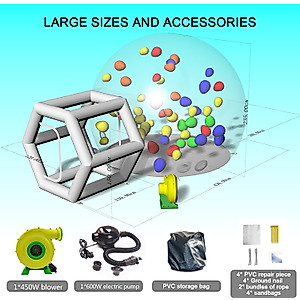 Inflatable Bubble Balloon Dome Clear Bubble Tent Decorative Inflatable Bubble House Dome for Kids Party Birthday Home Event Exhibition(10ft Dome, 6ft Tunnel)