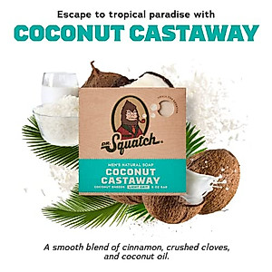 Dr. Squatch All Natural Bar Soap for Men, 3 Bar Variety Pack, NEW Coconut Castaway, Fresh Falls, and Cool Fresh Aloe - Natural Men's Bar Soap