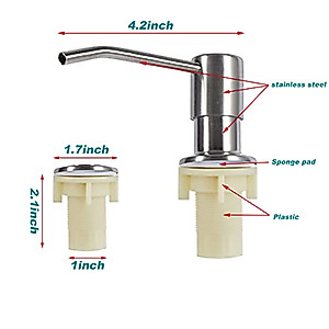 Sink Soap Dispenser for Kitchen Sink and Tube Kit (Brushed Nickel), 47" Tube Connects Directly to Soap Bottle, Large Liquid Soap Bottle,Never Fill The Little Bottle Again(No Bottle)