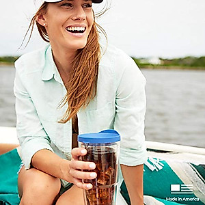 Tervis Yao Cheng - Sea Stripe Made in USA Double Walled Insulated Tumbler Cup Keeps Drinks Cold & Hot, 24oz, Classic