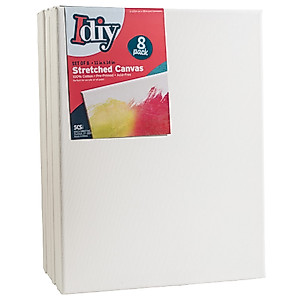 iDIY Stretched Canvas Board 11 x 14 (Set of 8) 5/8" - Classic White Blank, Pre Primed for Oils or Acrylics, 100% Cotton, Acid Free - Professional Grade for Painting or Art Project, Craft, Mixed Media
