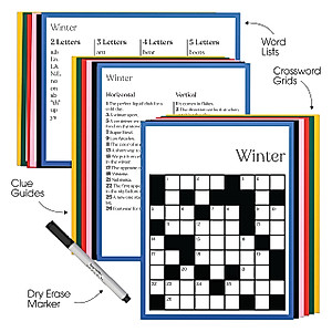 Keeping Busy Crossword Large Print Adult Puzzle 6 Reusable Sheets, Clue Guides & Marker Dementia Activities for Seniors | Alzheimers Activities for Dementia Patients | Best Gifts for Dementia Patients