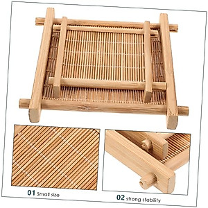 BESTOYARD 2pcs Bamboo Mat Coffee Serving Tray Decorative Coaster Bamboo Tea Serving Tray Decorative Serving Tray Anti Embellishments for Crafting Bamboo Cup Pad Office Breakfast Plate Wooden