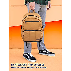 Wrangler Industry Backpack Classic Logo Water Resistant Casual Daypack with Padded Laptop Notebook Sleeve (Brown Duck)
