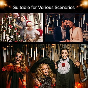 20Pack Christmas Decorations-Flameless Floating Candles with Magic Wand Remote, Flickering Flameless Taper Candles, Dripless LED Handheld Candles Home Decorations for Festive Wedding Halloween