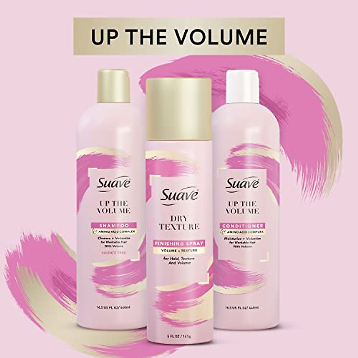 Suave Pink Up The Volume Shampoo For Volumized Hair Volumizing Sulfate Free Shampoo 16.5oz